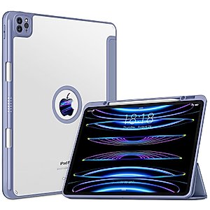 VIKESI Case for iPad Air 13 inch M2 2024,Smooth Matte Back,TPU Shockproof Frame,Built-in Pencil Holder,Auto Sleep/Wake - Blue Purple