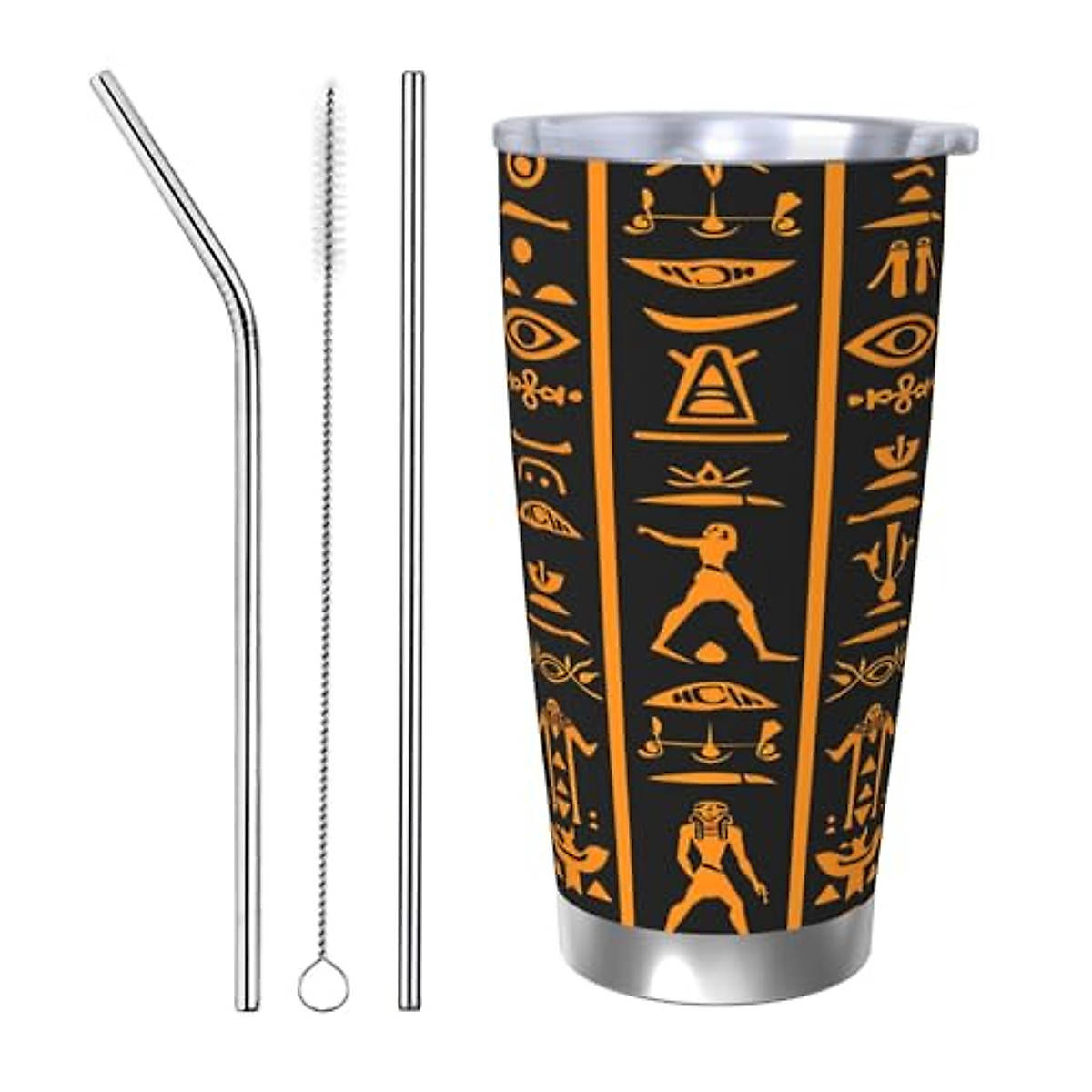 AYCZN Egyptian Hieroglyph 20 OZ Tumbler Stainless Steel Travel Coffee Mug, Ancient Insulated Water Bottle with Lid and Straws Leakproof Thermal Cup