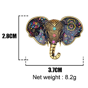 DUOWEI Metal Enamel Shiny Rhinestone Elephant Brooch Elegant Animals Pin Lapel Clothes Scarf Women Teens Jewelry Gift (Multicolor)