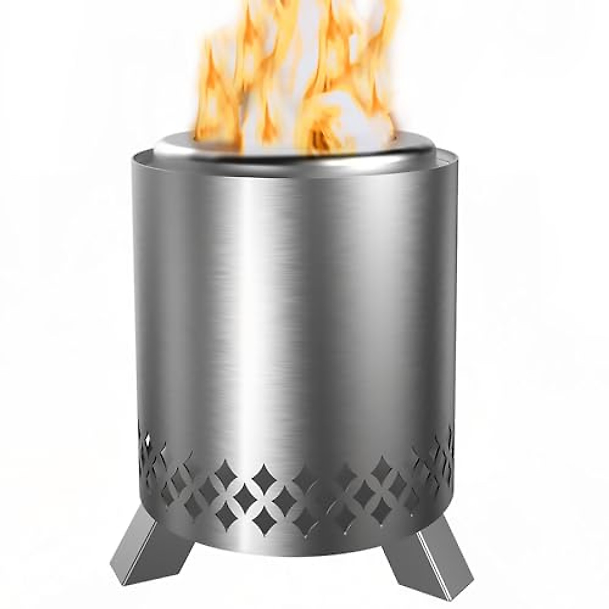 ETSWAUGO, 304 Stainless Steel Tabletop Fire Pit with Stand, Smokeless Small Tabletop Stove for Camping, Urban & Suburbs,Mini Fire Pit Fueled by Pellets or Wood, 8.8" x 6.5", 2.7lbs, ET65 Max