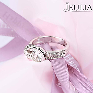 Jeulia Engagement Rings Sterling Silver Knot Round Cut Infinity Statement Promise Wedding Band unique halo crystal Anniversary Bridal Classic birthstones Ring Set With Gift Jewelry Box (white, 8)
