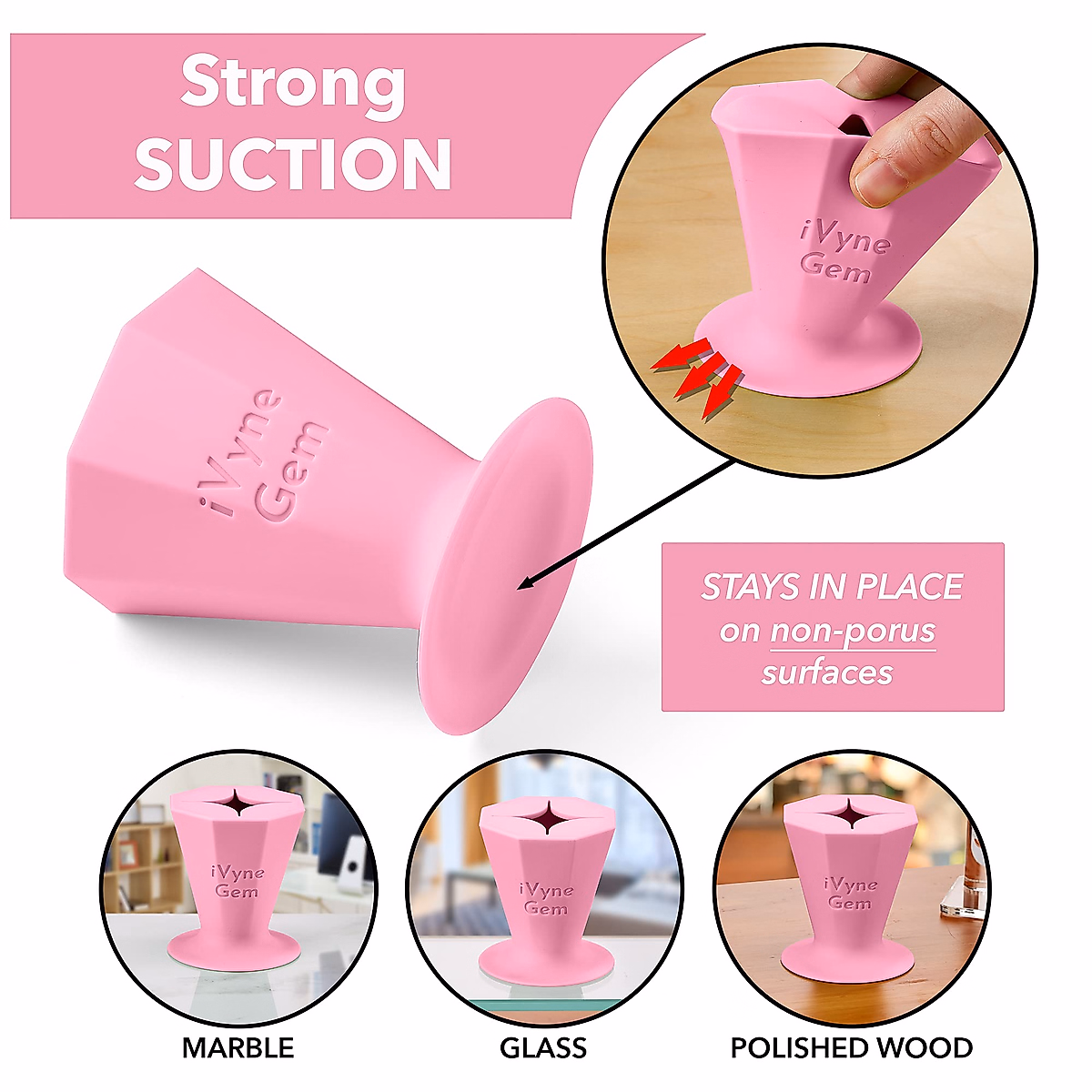 iVyne Gem - Suctioned Vinyl Weeding Scrap Collector and Holder for Weeding Tools for Vinyl (Pink)
