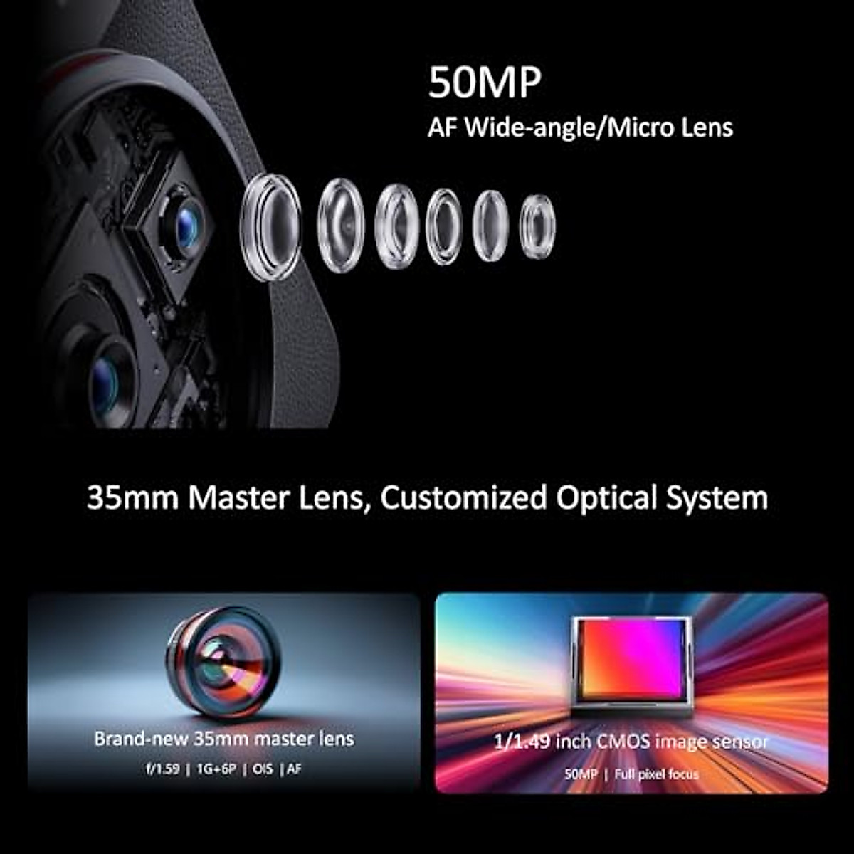 nubia Z50S Pro Cellphone - 5G Unlocked Smartphone, Qualcomm Snapdragon 8 Gen 2 Processor, 120Hz 6.78" AMOLED Display, 80W Fast Charge Android 13 Phone with 5100mAh Battery, 12GB+1TB, Black