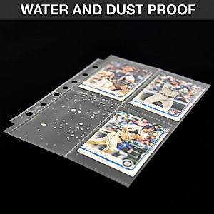 Samsill 50 Pack 4 Pocket Trading Card Sleeves, Holds 400 Cards,Clear, Fits in Standard 3 Ring Mini Binder