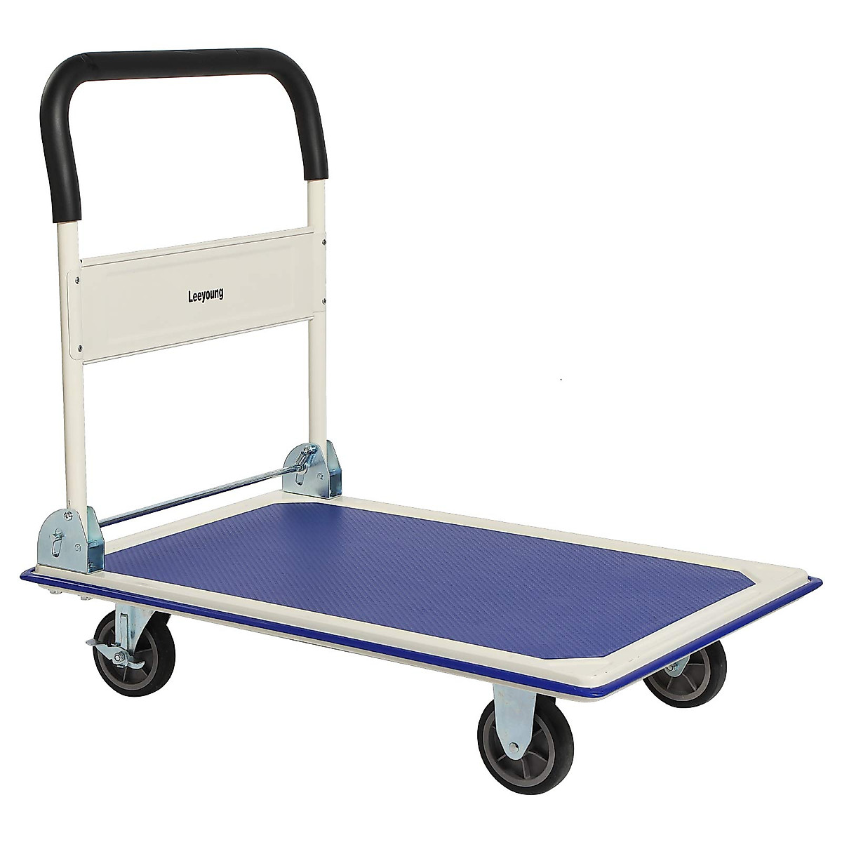 Leeyoung Dolly Cart Folding Moving Platform Hand Truck for Warehouse, Portable Flatbed Cart with Non-Slip Swivel Casters,with Brake (660Lbs Load-Bearing Capacity, Blue)