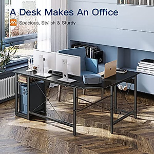 Coleshome L Shaped Computer Desk 66" with Storage Shelves, Corner Gaming Desk, Sturdy Writing Desk Workstation, Modern Wooden Desk Office Desk, Wood & Metal, Black