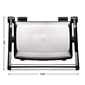New House Kitchen Stainless Steel Non-Stick Panini Press Grill & Gourmet Sandwich Maker with Removable Drip Tray and 180 Degree Opening Function