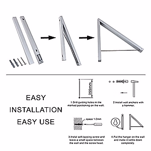 qinisi Retractable Clothes Rack - Wall Mounted Folding Clothes Hanger Drying Rack for Laundry Room Closet Storage Organization, Aluminum, Easy Installation, 1 Pack (Silver)