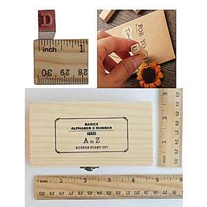 Pack of 36 Pcs Small Wooden Rubber Stamps 0.2 Inch of Letter and Number for DIY Craft Card and Photo Album (B)