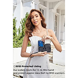 ZVE iPhone 13 ProMax Wallet Case with Card Holder, Zipper RFID Blocking Phone Case with Wrist Strap, Leather Handbag Case for Women Case for iPhone 13 Pro Max 6.7"(2021)- Black