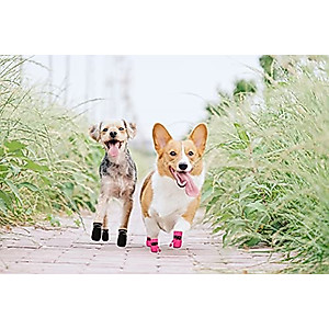 YAODHAOD Dog Shoes for Winter, Dog Boots & Paw Protectors, Fleece Warm Snow Booties for Puppy with Reflective Strip Anti-Slip Rubber Sole for Small Medium Size Dogs,Size 3: 1.5"x1.3" (L*W),Black