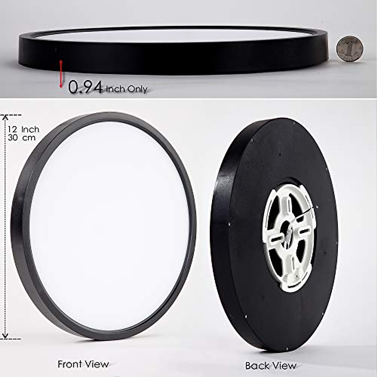 TALOYA Flush Mount LED Ceiling Light Fixture Black,12 Inch 20 Watt, Thin Ceiling Lamp Surface Mount for Kitchen Bedroom Utility Laundry Closet Room,3 Color Temperatures in One (3000k/4000k/6500k)