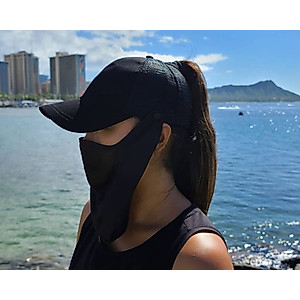 Solid Ponytail Hat Baseball Cap Cotton Mesh High Bun Pony Cap Women 56-58cm (22"-23") (Black_and_Grey_2pcs, Adjustable, m)