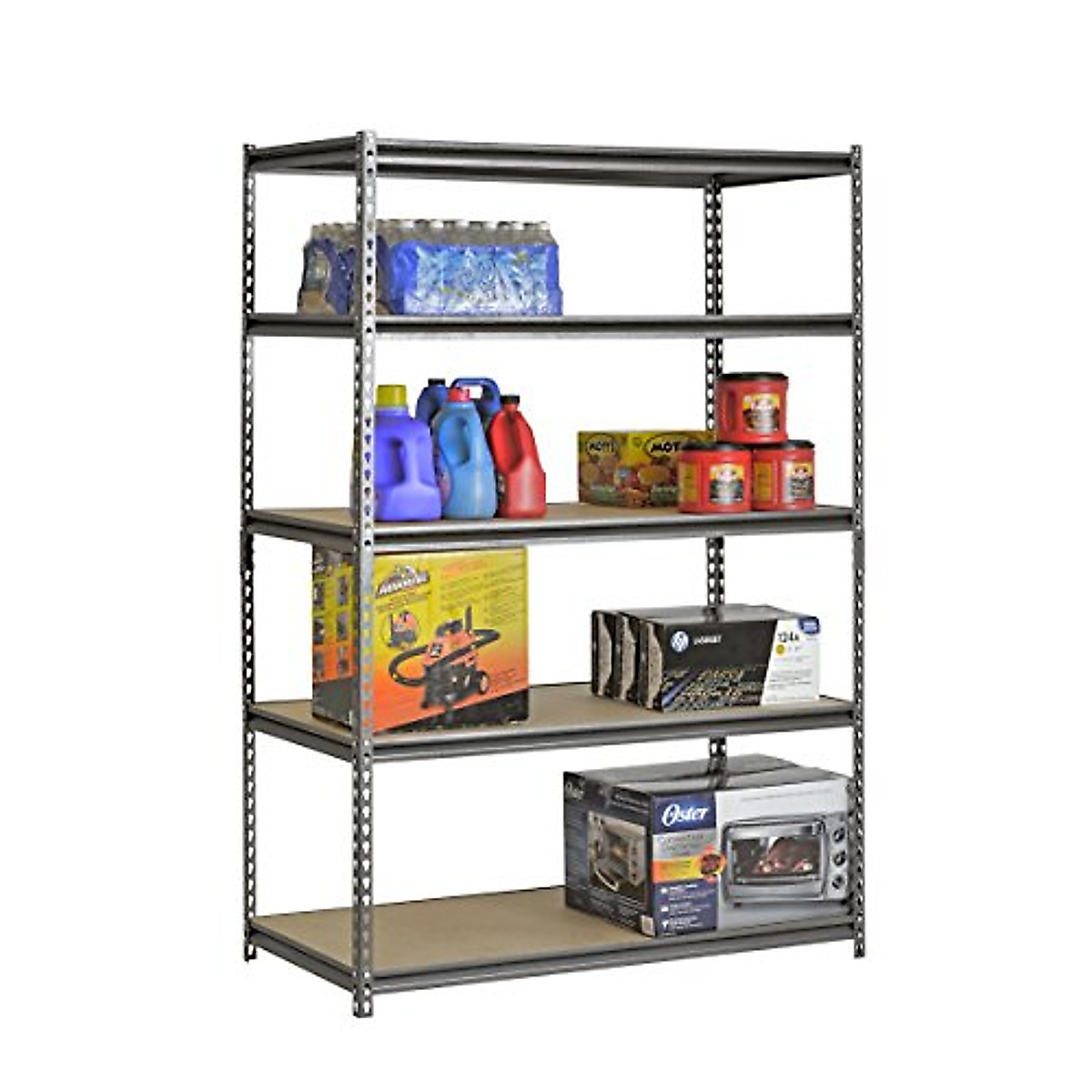 Muscle Rack UR482472PB5PAZ-SV Silver Vein Steel Storage Rack, 5 Adjustable Shelves, 4000 lb. Capacity, 72" Height x 48" Width x 24" Depth