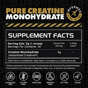 Instantized Creatine Monohydrate Gains in Bulk, Worlds First 100% Soluble Creatine for Strength, Performance, and Muscle Building (30 Servings)