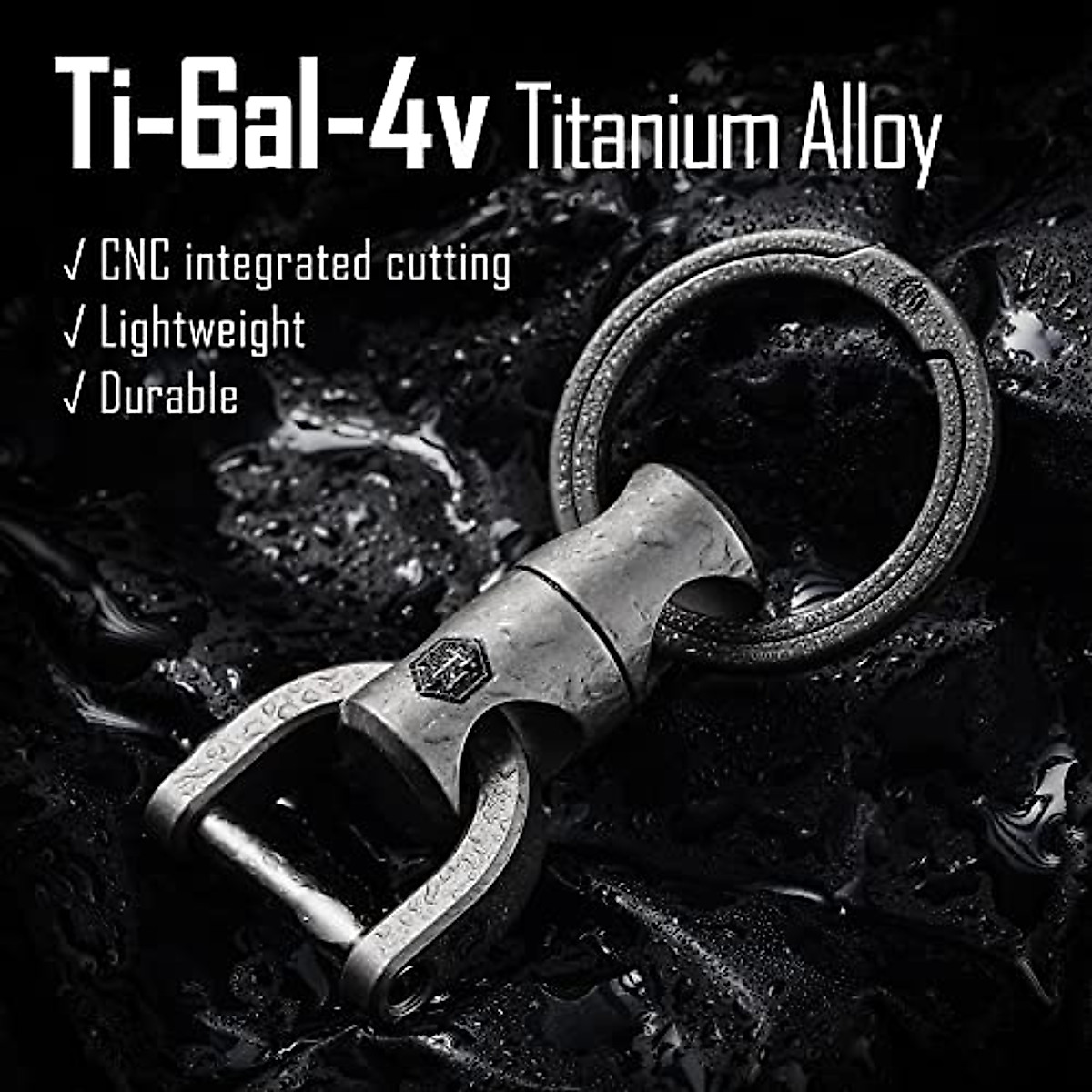 KeyUnity KM13 Swivel Keychain with D Ring Key Shackle, Titanium Rotatable Key Organizer