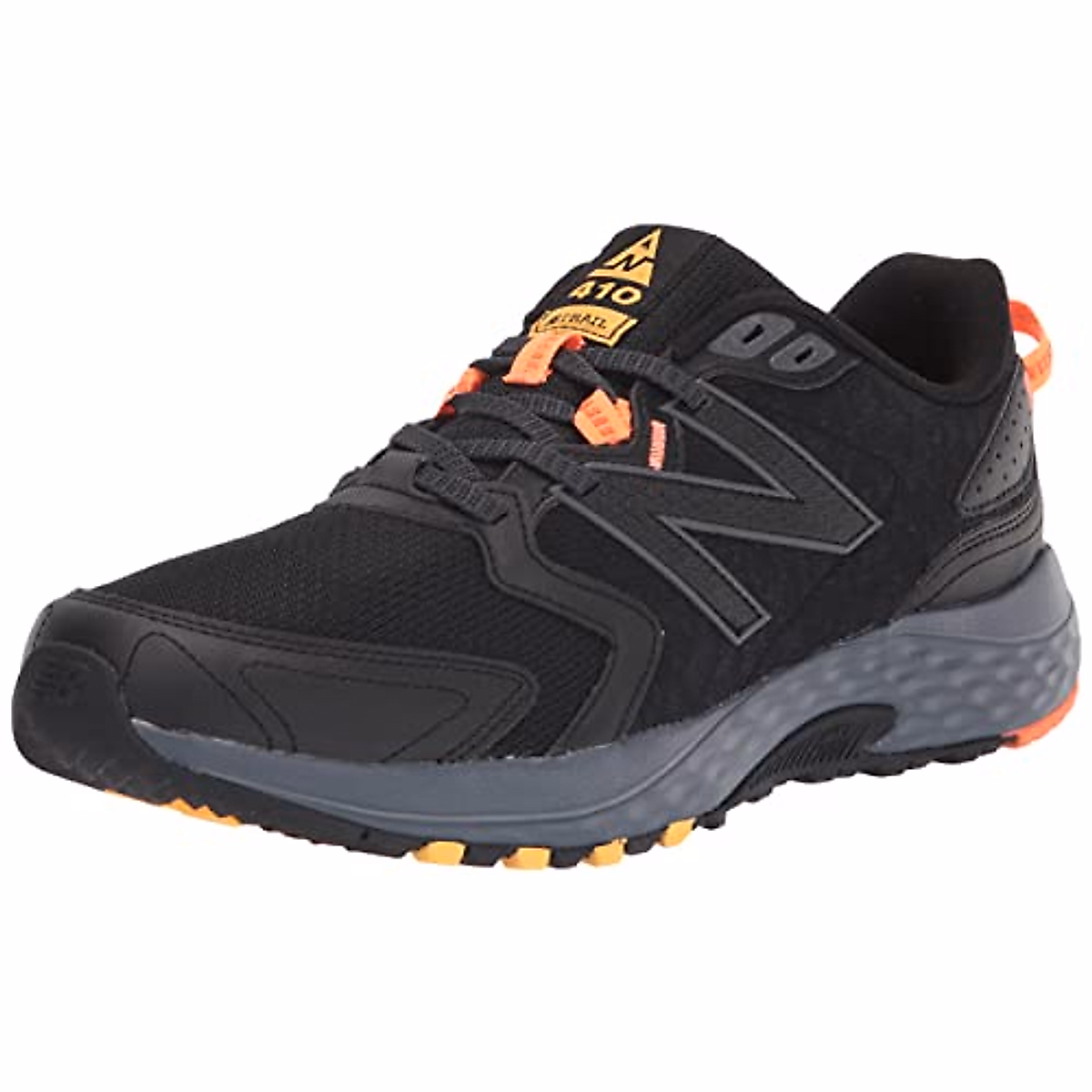 New Balance Men's 410 V7 Running Shoe, Black/Grey/Orange, 10.5