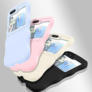 Marphe Design for Samsung Galaxy Z Flip 5 Silicone Cute Curly Wave Frame Shockproof Phone Case for Galaxy Z Flip 5 5G,-White