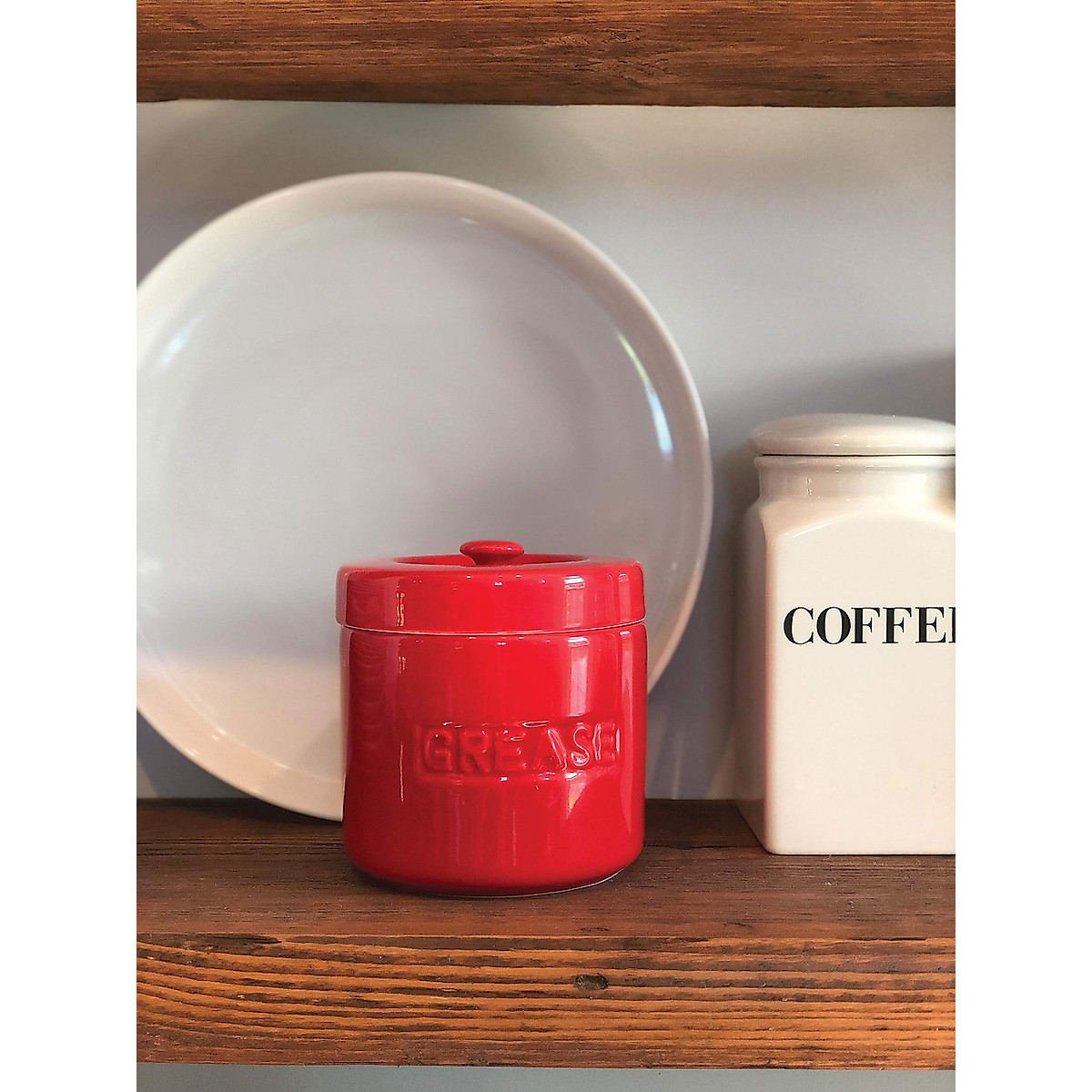 Fox Run Grease Container, 5 x 5 x 5.5 inches, Red