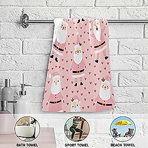 VIGTRO Christmas Pink Santa Hand Towels 2 Pack, Ultra Soft and Highly Absorbent, Cute Kriss Kringle Decorative Fingertip Towel for Home, Bathroom, Kitchen