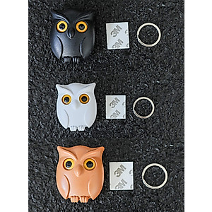 3PCS Owl Key Holder Cute Owl Key Holder Automatic Open Close Eyes Magnetic Night Owl Keying Holder Wall Mounted Owl Key Hooks with Wall Self-Adhesive Tape