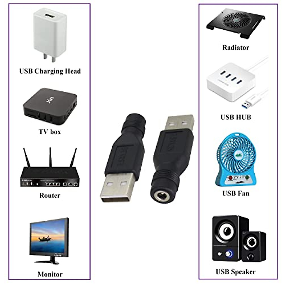 AAOTOKK (2 Pack) USB to DC 3.5×1.35mm Power Adapter 5 Volt USB 2.0 A Male to DC 3.5×1.35 mm Female Jack DC 5V Barrel Power Plug Charger Cord Connector for 5 V DC or USB Charging Device(M/F3.5×1.35)