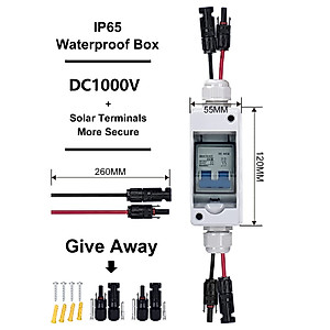 Solar Disconnect Switch, IP65 1000V 20A PA66 Shell Solar Circuit Breaker Outdoor Breaker Box Plug and Play Solar Panel Disconnect Switch for Power Generation System