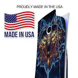 ITS A Skin Skins Compatible with Sony Playstation 5 Console Disc Edition - Protective Decal Overlay Stickers wrap Cover - Wolf Dreamcatcher Color