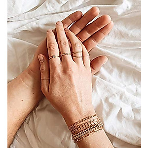 Reoxvo Dainty Gold Beaded Bracelets Jewelry Set for Women Trendy 14K Gold Paperclip Link Chain Bracelet Stack