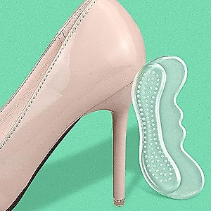 2Pcs of Transparent Invisible Self-Adhesive Gel Heel Pads: Non-Slip Cushion Grip Inserts for High Heels and Shoes