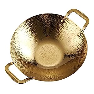 CALLARON Pot Grill Skillet for Outdoor Grill Stainless Steel Frying Pan Non Stick Frying Pan Cake Pan Stir Fry Wok Pan Induction Wok Large Stainless Steel Pot Cookware Korean Pot