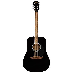 Fender FA-125 Dreadnought Guitar - Black Bundle with Gig Bag, Tuner, Strap, Strings, String Winder, Picks, and Austin Bazaar Instructional DVD