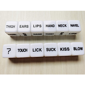 English Fun White Couple dice,Dice with Action Instructions in English,2 Pieces to Play Together,36 Ways to Play,Acrylic(4 Pieces)