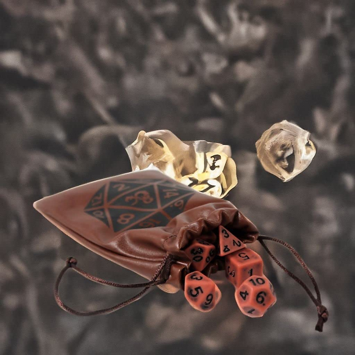 Dungeons and Dragons Rustic Dice Set | 7 Piece DND Dice Set | Includes Carrying Bag | 14+ | Officially Licensed | by Just Funky