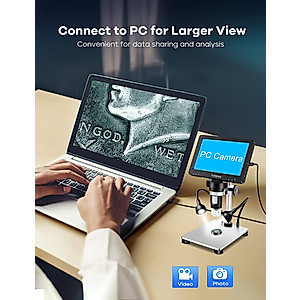 7" LCD Digital Microscope 1200X,Leipan 12MP Coin Microscope for Adults,1080P Microscope with 12pcs Slides,Windows/Mac OS Compatible(32GB Card)