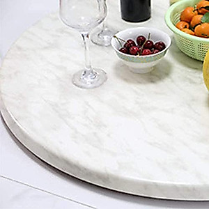 ActiveAnnie Large 30" Off White Faux Marble Swivel Lazy Susan Rotating Turntable Dining Tabletop – Great for The Kitchen Island, Family Style Dining, Games, Parties, and Wedding – Made in France
