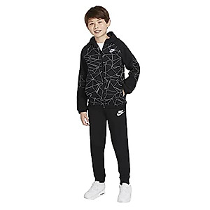 Nike Kids Boy's NSW Print Full Zip (Big Kids) Black/Black/Reflective Silver LG (14-16 Big Kids)