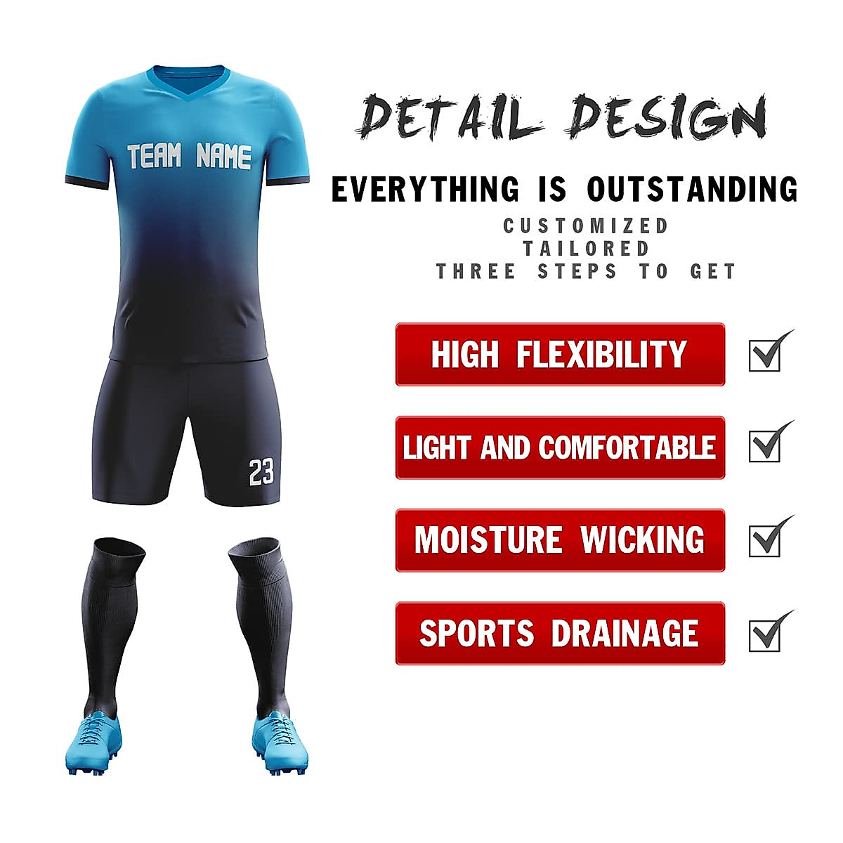 Custom Soccer Jerseys Shorts Personalized Printed Name Number Logo,V-Neck Short Sleeve Uniform for Men/Women/Boy