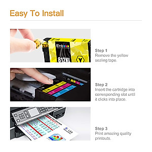 E-Z Ink (TM Remanufactured Ink Cartridge Replacement for Epson 812XL 812 T812XL T812 to use with Workforce Pro WF-7820 WF-7840 EC-C70 Printer (1 Black, 1 Cyan, 1 Magenta, 1 Yellow, 4 Pack)