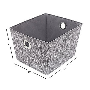 Home Basics Non Woven Large Open Cube Storage Bin Tapered Sides | Folds Down for Easy Storage | Grommet Metal Dual Handles | Graphic Print Design