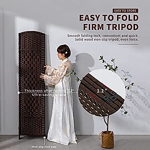 Divider Room Panel, 4 Panel 6 Ft Folding Privacy Screens, Freestanding Hinged Room Dividers (Brown)