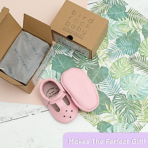 BirdRock Baby Mary Jane Moccasins - Genuine Leather Soft Sole Baby Girl Shoes for Newborns, Infants, Babies, and Toddlers (Rose Gold, US 5.5)