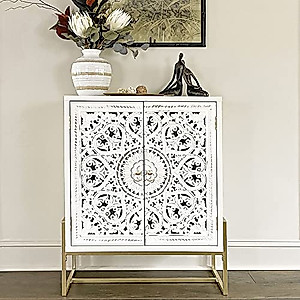 PHI VILLA White Accent Cabinet Storage Cabinet with Doors Buffet Cabinet Pantry Cabinet Sideboard for Dining Room Hollow Carved