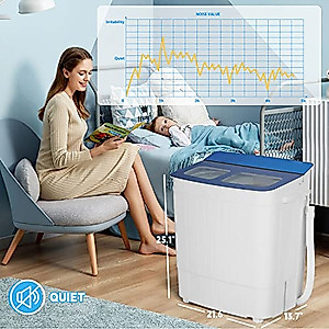Greenvelly Portable Washing Machine Washer, 17.6 Lbs Small Mini Twin Tub Washer and Dryer Combo, Compact Laundry Clothes Washer, Automatic Wash and Spin Cycle for Apartment RV Dorm Camping (Blue Glass)