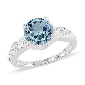 Sky Blue White Topaz November Birthstone Ring for Women 925 Sterling Silver Jewelry Size 10 Ct 2 Birthday Gifts for Women