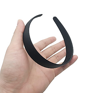 MYYZMY 9 Pcs Satin Headbands 1 Inch Wide Headband Colorful Hard Hair Bands for Women and Girls, Black