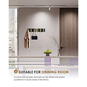 MrsJeggy 2 Pack，Watertight Black Gold Wall Hook，Towel Hooks for Bathroom Wall Mounted，Folding Black Coat Hook，No Punching，Wall Mounted Hook，Door Robe Hook，Bathroom Towel Hook，Also for Balcony，Kitchen