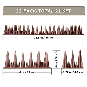 EcoGrowth Bird Spike for Bird Cat Squirrel, Fence Spike to Keep Pigeon Raccoon Away, Bird Spikes Security for Railing, Roof - 22 Pack (21.6 FT)