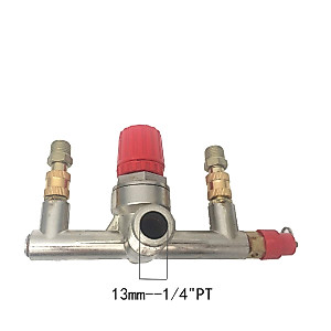 COMOK Double Outlet Tube Alloy Pressure Valve Switch Air Compressor Fittings Regulator Manifold Accessories
