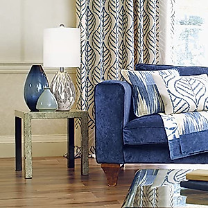 Catalina 23098-001 Glam Geometric Glass Faceted Table Lamp with Linen Shade, 22", Vintage Mercury